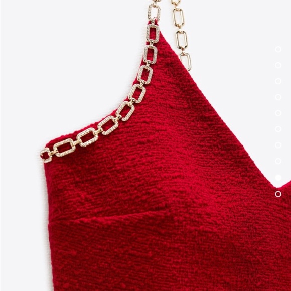 Zara | Dresses | Zara Red Chain Trim Asymmetric Mini Dress | Poshmark